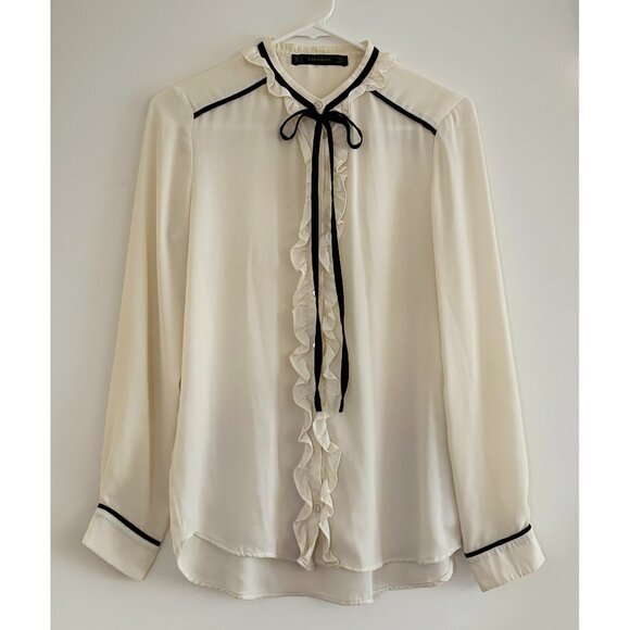 Zara | Tops | Zara Ruffle Blouse With Bow | Poshmark